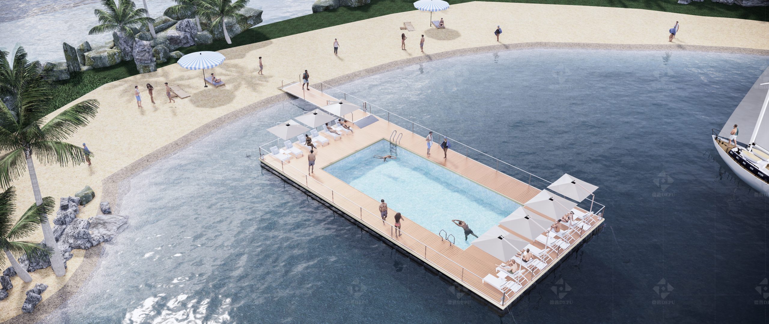 Swimming pool floating on water – Floating Docks & Pontoon Bridge Company